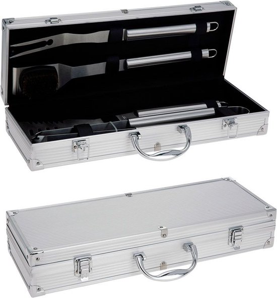 BBQ Barbecuegereedschapset - Inclusief koffer - 4-delig | bol
