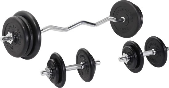 Gorilla Sports EZ-Curlset 70 kg - Rubber - Halter met Gewichten - 30 mm ...
