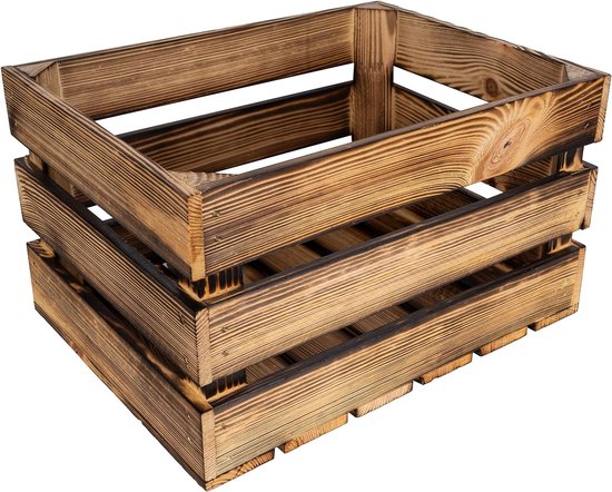 Creative Deco Houten krat decoratie fruitkisten | Gevlamd | 40 x 30 x ...