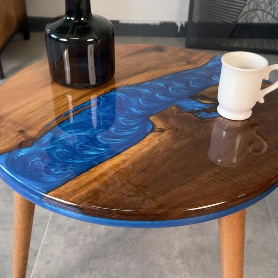 Salontafel - Bijzettafel Rond - Epoxy Bijzettafel - Epoxy - Bijzettafel ...
