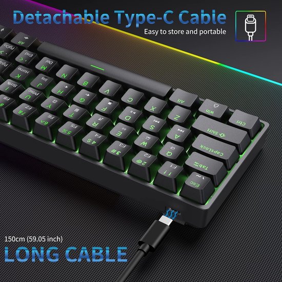 DIERYA DK61 - QWERTY - Mechanisch Gaming Toetsenbord - RGB - Gateron ...