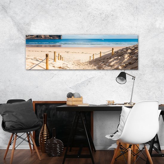 Canvas Schilderij -Strand ingang pad - Natuur - Strand - Zee - Water - Horizon -... | bol