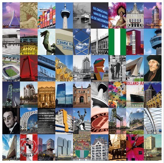ROTTERDAM COLLAGE: 80x80cm Plexiglas. Decoratie - Modern - Blauw ...