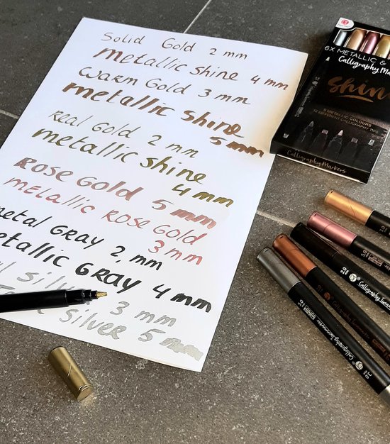 Decotime - 6x metallic twin calligraphy markers shine - kalligrafie ...