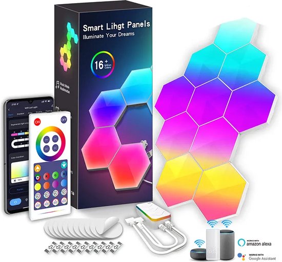 APO Electronics® - Hexagon LED Verlichting - 10 Stuks - App bediening ...