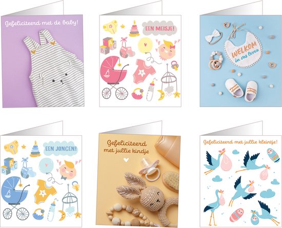 6 dubbelkaarten geboortewensen | bol
