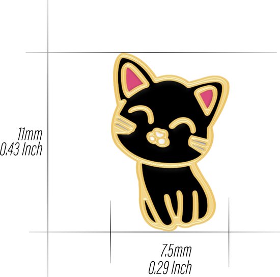 Zilveren kinderoorringen - zwart katje - gold plated - hypoallergeen | bol