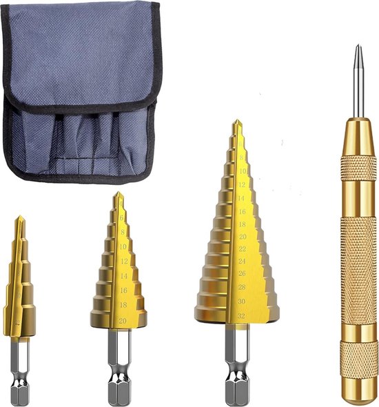 Boor Set - 3-delige HSS Trapboorset: Conische Boor met Automatische ...