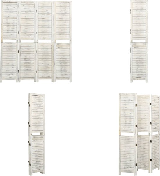 vidaXL Kamerscherm met 4 panelen 140x165 cm hout crèmekleurig ...