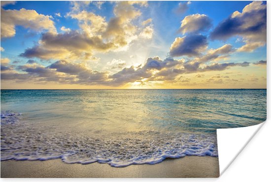 Poster Zee - Strand - Wolken - Zon - 90x60 cm | bol