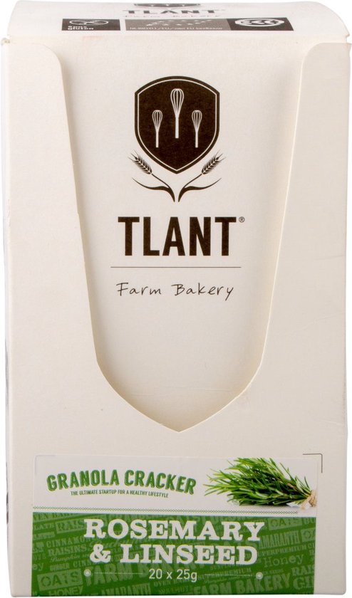 Tlant Granola cracker rozemarijn lijnzaad glutenvrij-vegan BIO 60 ...