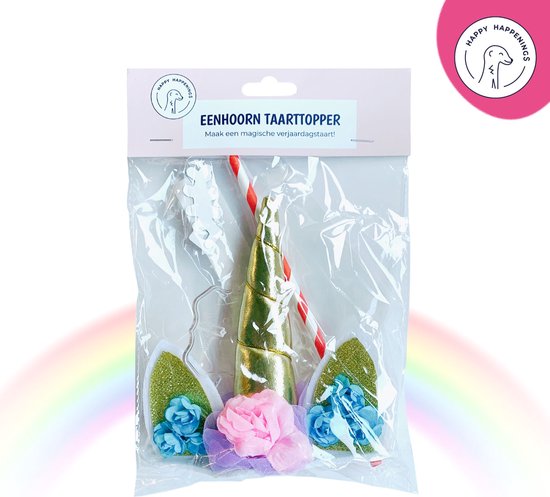Unicorn Taartdecoratie - Goud, Roze, Blauw & Paars - Taarttopper ...