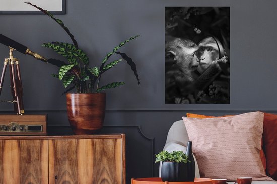 Muurstickers - Sticker Folie - Spiegelbeeld van een aap in de jungle - zwart wit -... | bol
