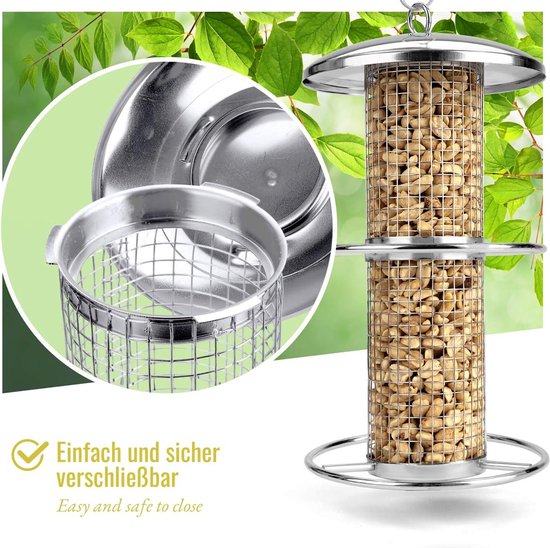 Voerbakjes 26cm Metaal - Vogelvoerdispenser, navulbare Wildvogelvoerstation,... | bol