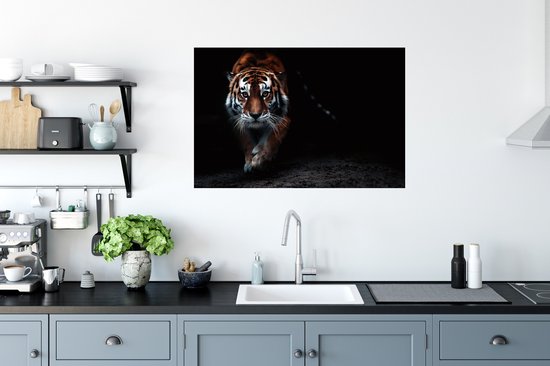 Muurstickers - Sticker Folie - Dieren - Tijger - Zwart - Wild - Portret - 90x60 cm -... | bol