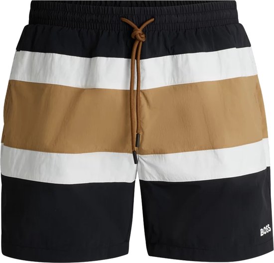HUGO BOSS Rico swim shorts - heren zwembroek - zwart met beige en wit ...