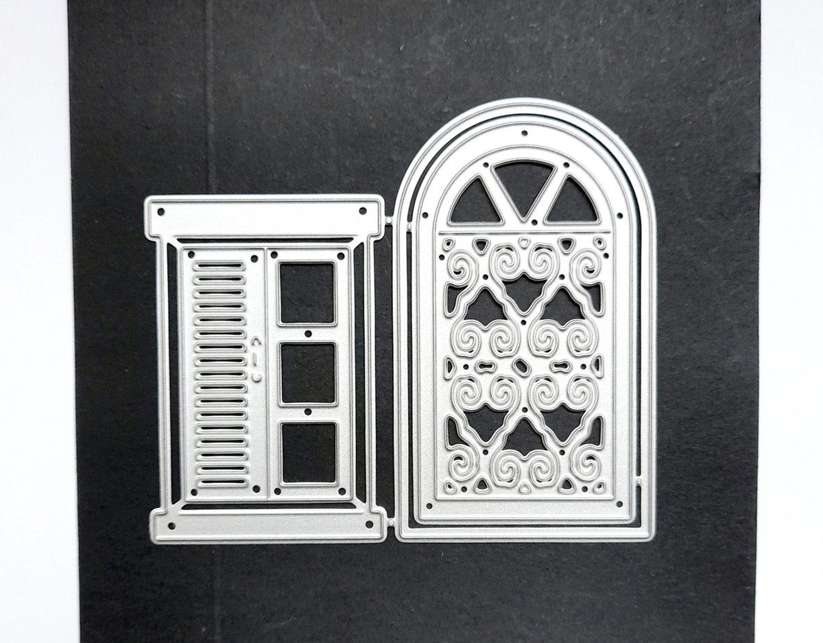 Metalen snijmal - 2 ramen - raam - venster - open raam - louvre luik ...