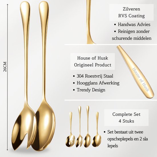 House of Husk Opscheplepel Set - Goud - Serveerlepel - Slalepel ...