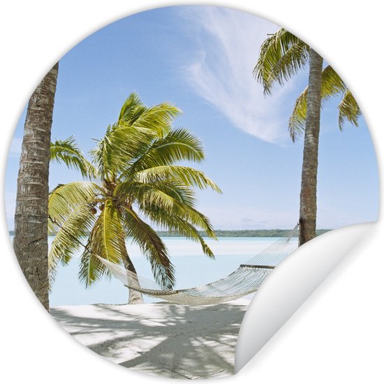 WallCircle - Muurstickers - Behangcirkel - Palmboom - Hangmat - Zand - 80x80 cm -... | bol