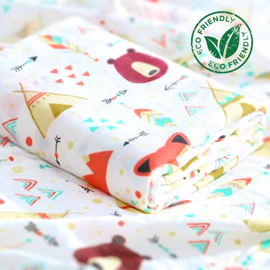 Duopack 2x BoefieBoef Indianen Beesten Grote XL Hydrofiele Doek Baby ...