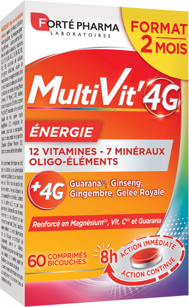Forté Pharma MultiVit'4G Energy 60 Dubbele Tabletten | bol