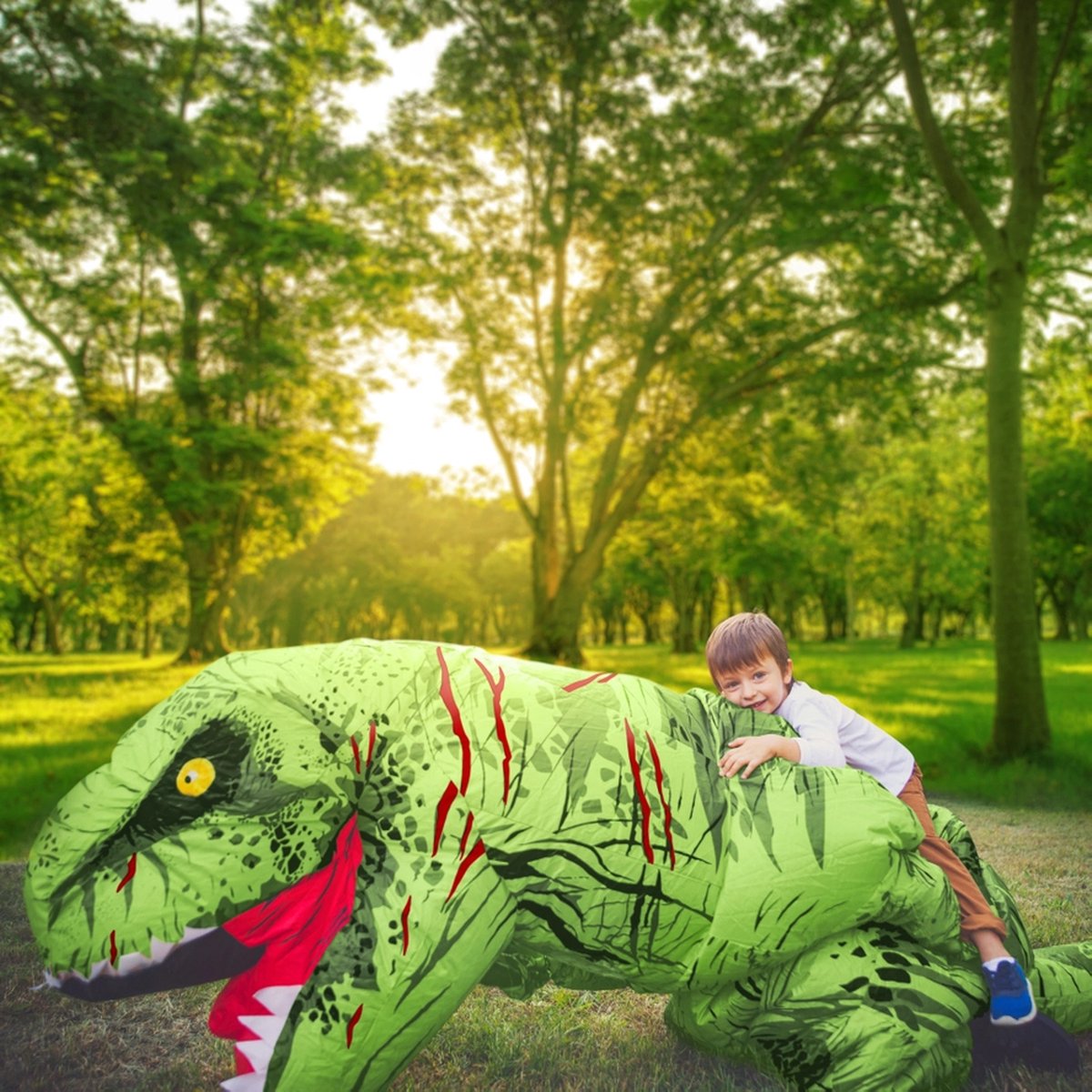 Opblaasbaar Dino Kostuum - T-rex Groen - Dinosaurus kostuum ...