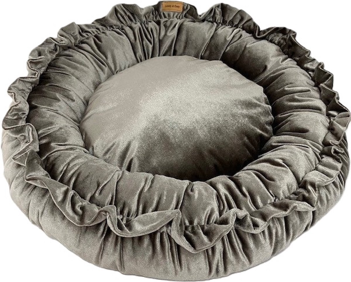 Lovely & Easy - hondenmandje Lilly - Taupe - luxe hondenmand - ruche ...