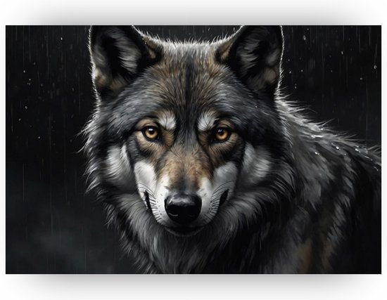 Wolf schilderij - Wolven glas schilderij - Schilderij hobbykamer - Wanddecoratie... | bol
