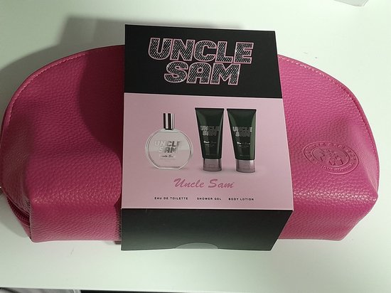 Uncle Sam GiftSet Parfum- Shower gel & Body Lotion - in leuke roze etui ...