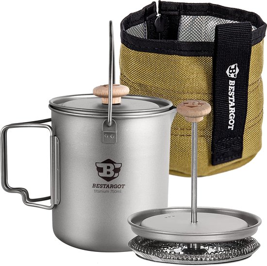 Camping titanium pan, mok, outdoor, met beker, cozy, 750 ml, Max French ...