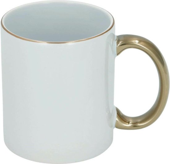 Koffiemok - wit/goud - keramiek - 300 ml | bol
