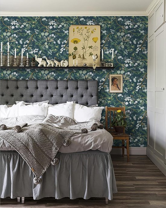 Zelfklevend behang, 40 x 300 cm, bloemen, blad, groen, behang ...