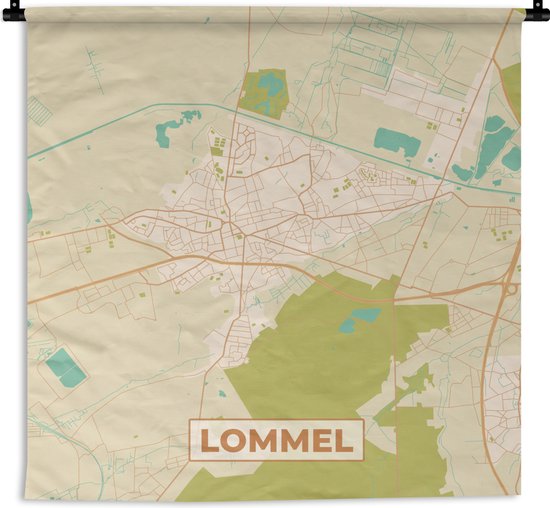 Wandkleed - Wanddoek - Plattegrond - Stadskaart - Vintage - Lommel ...