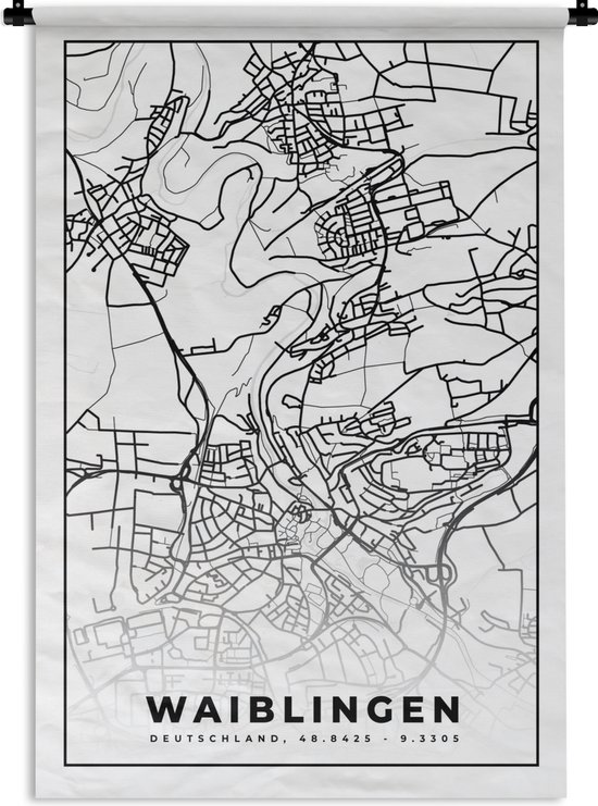 Wandkleed - Wanddoek - Plattegrond - Stadskaart - Waiblingen - Kaart ...