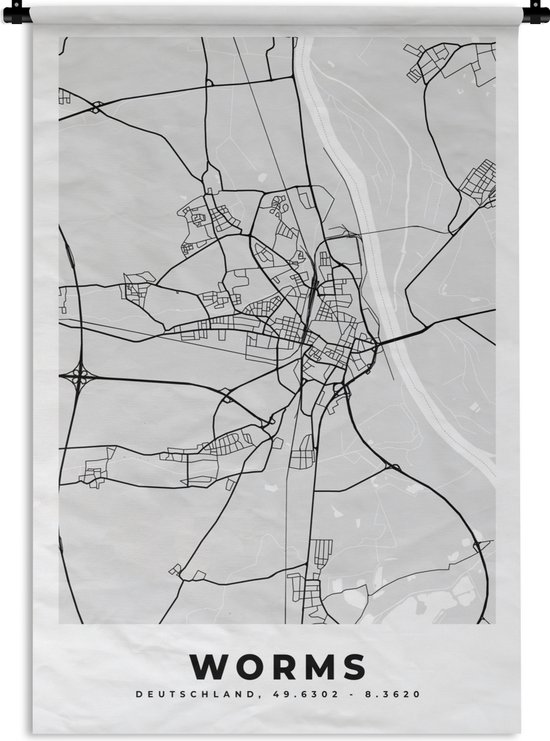 Wandkleed - Wanddoek - Plattegrond - Worms - Kaart - Stadskaart ...