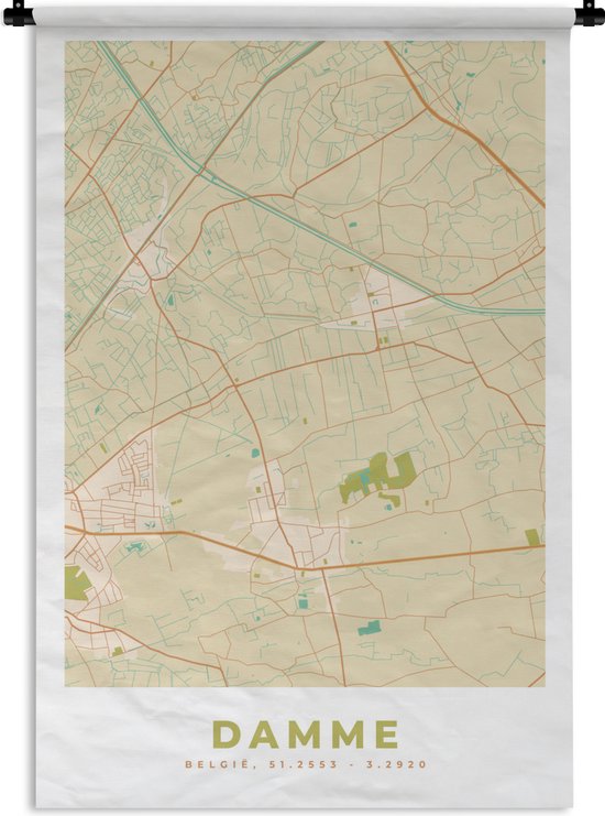 Wandkleed - Wanddoek - Damme - Kaart - Vintage - Stadskaart ...