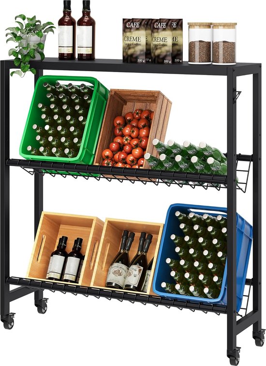 Drankkrattenrek met plank en metalen roosterhouder voor 6 dozen ...