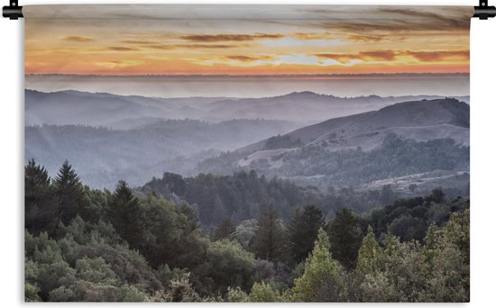 Wandkleed - Wanddoek - Bergen - Zon - Bos - Landschap - 150x100 cm ...