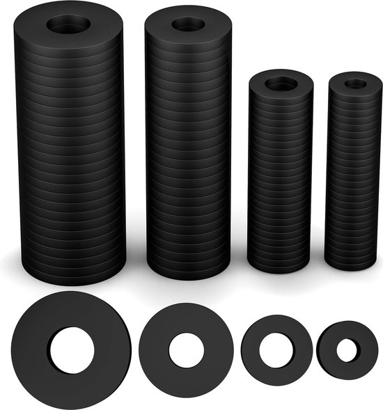 200st Platte Rubberen Ringen Assortiment, 10/12/16/20mm Rubberen Ringen ...
