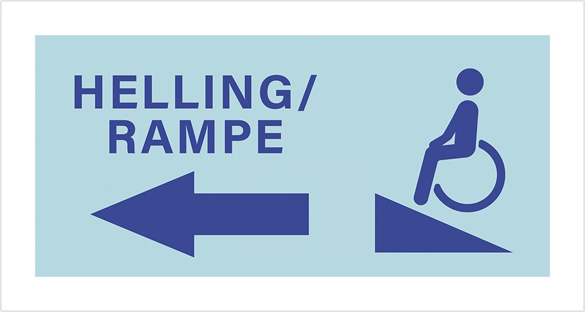 Pictogram/ bord | Toegang rolstoelgebruikers "Helling/ rampe" met pijl ...