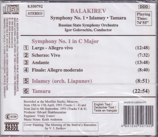 Symphony 1 - M. Balakirev - Russian State Symphony Orchestra o.l.v ...