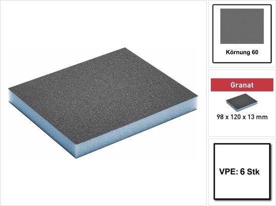 Festool 98x120x13 60 GR/6 Granat Schuurspons - K60 (6st) | bol