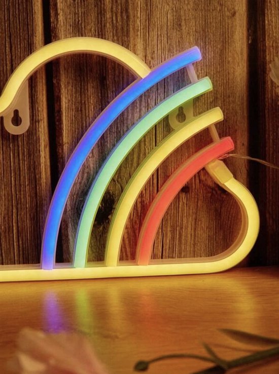Neon verlichting wolk met regenboog - Wolk - Regenboog - Neon wandlamp ...