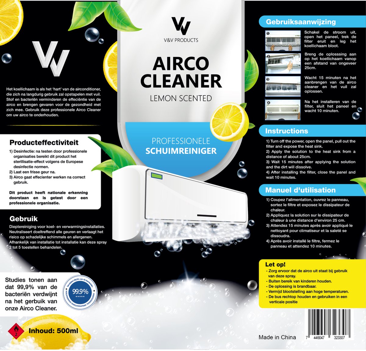 V&V produkts Airco-cleaner Vanille - Professionele schuimreiniger met ...