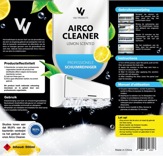 V&V produkts Airco-cleaner Vanille - Professionele schuimreiniger met ...