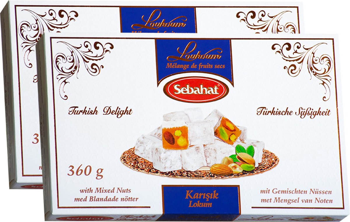 Sebahat Turks Fruit met een mengsel van noten - zacht snoep - 360g x 2 | bol