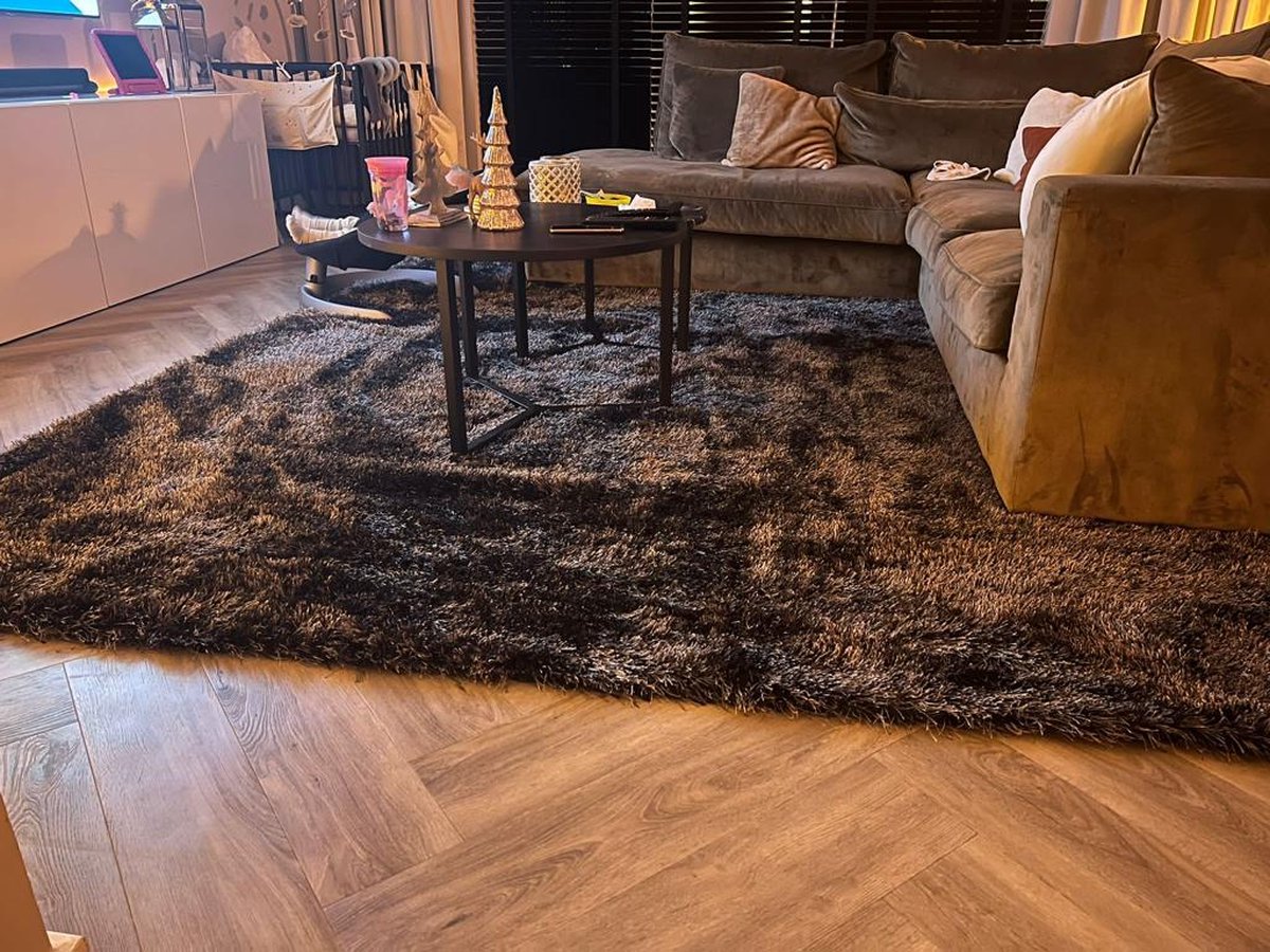 hoogpolig vloerkleed eric kuster style zwart zilver | bol