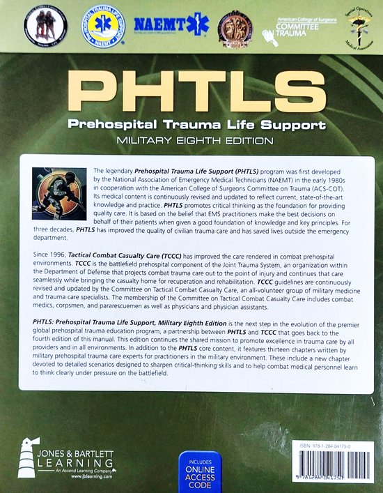 PHTLS Prehospital Trauma Life Support, Military Edition | 9781284180589 ...