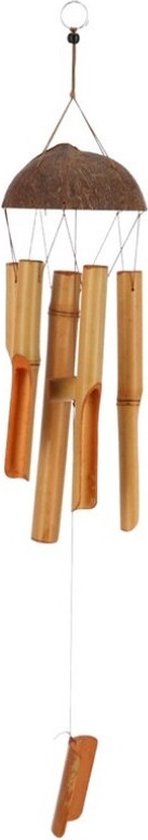 Alma Garden Windgong van bamboe hout - D12 x H60 cm - Tuin/balkon | bol