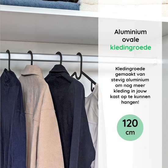 Eleganca Kledingstang - 120 cm - Kledingroede - Garderobestang ...